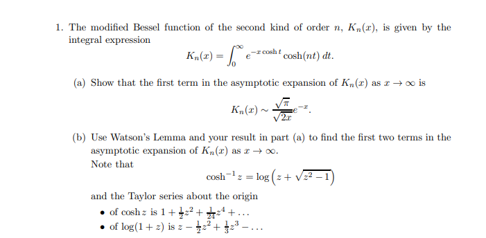 Solved - cosht 1. The modified Bessel function of the second | Chegg.com