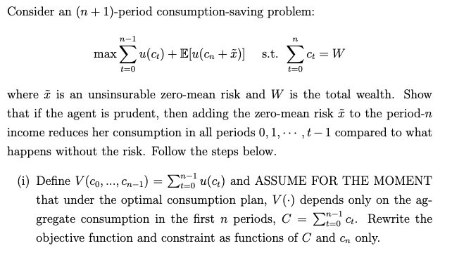Solved Consider an (n+1)-period consumption-saving problem: | Chegg.com