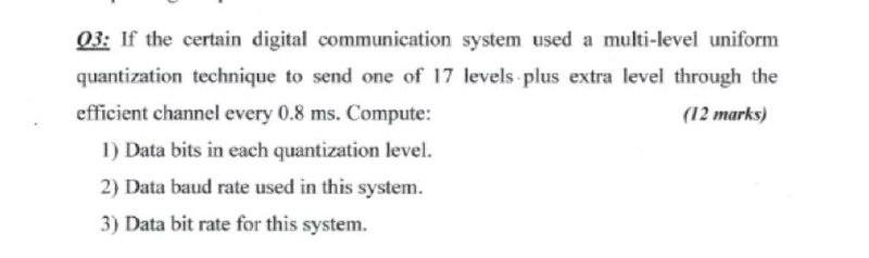 Solved 03: If the certain digital communication system used | Chegg.com