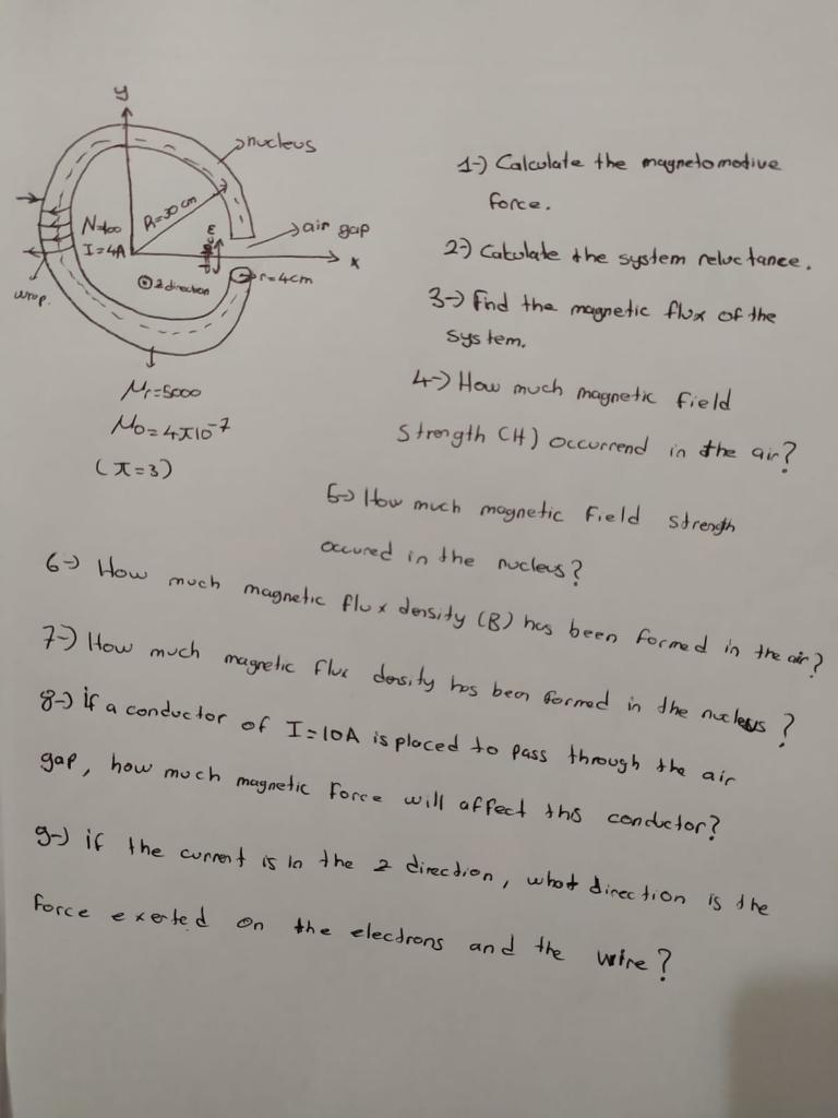 Solved snucleus 1-) Calculate the magnetomotive force. | Chegg.com