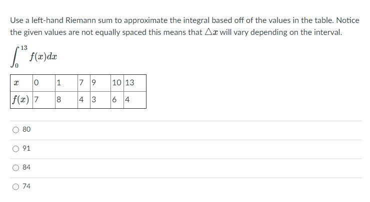 Solved Use a left-hand Riemann sum to approximate the | Chegg.com