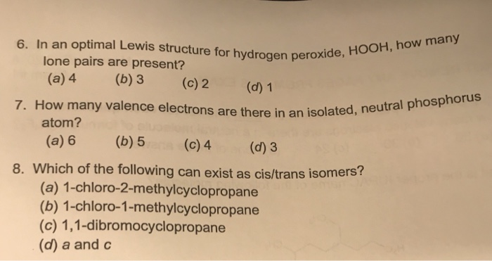Solved 6. In an optimal Lewis structure for hydrogen | Chegg.com