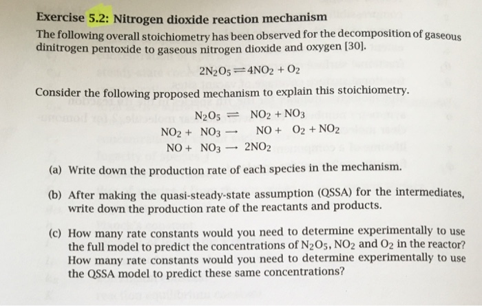 Solved Exercise 5.2: Nitrogen dioxide reaction mechanism The | Chegg.com