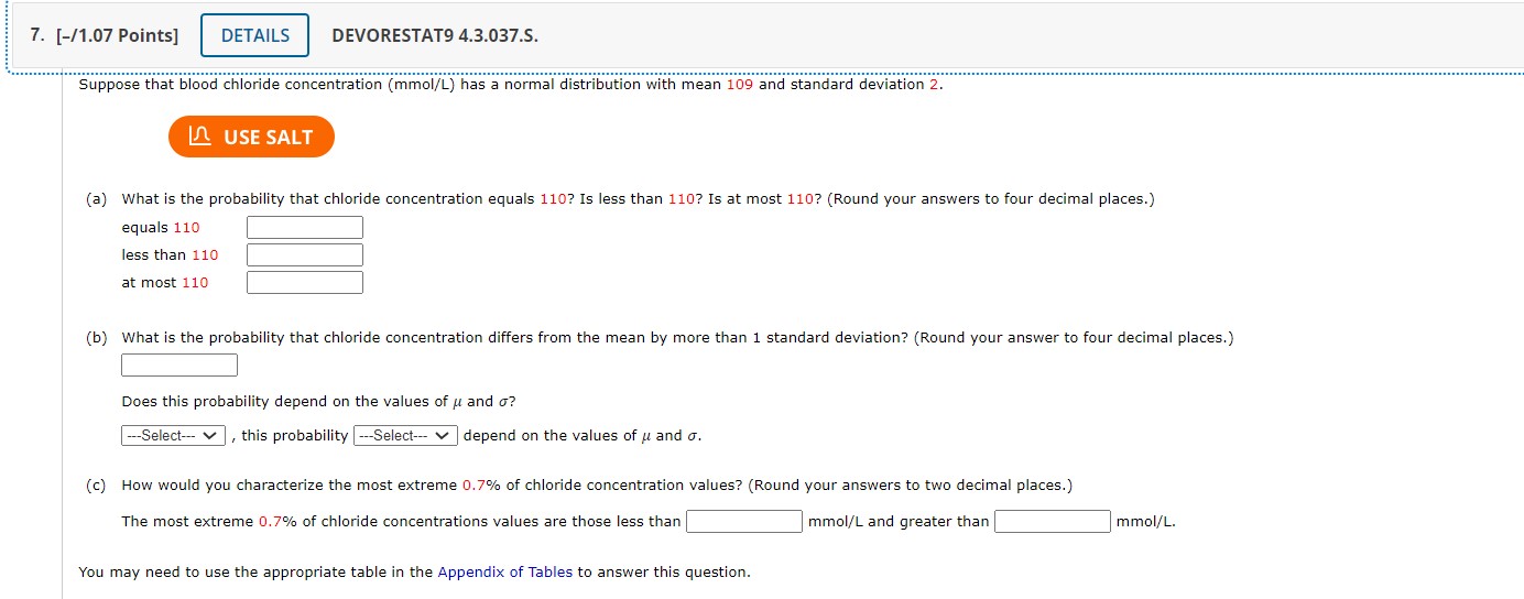 Solved Suppose that blood chloride concentration (mmol/L) | Chegg.com
