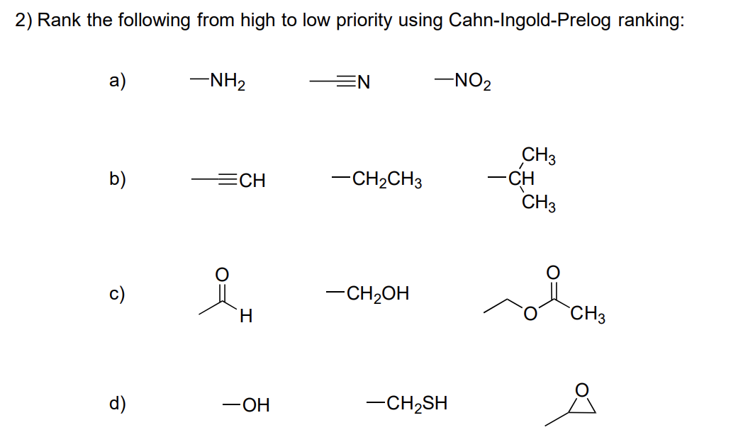 Solved 2) Rank the following from high to low priority using | Chegg.com