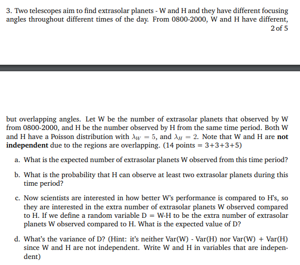 Solved 3. Two telescopes aim to find extrasolar planets - W | Chegg.com