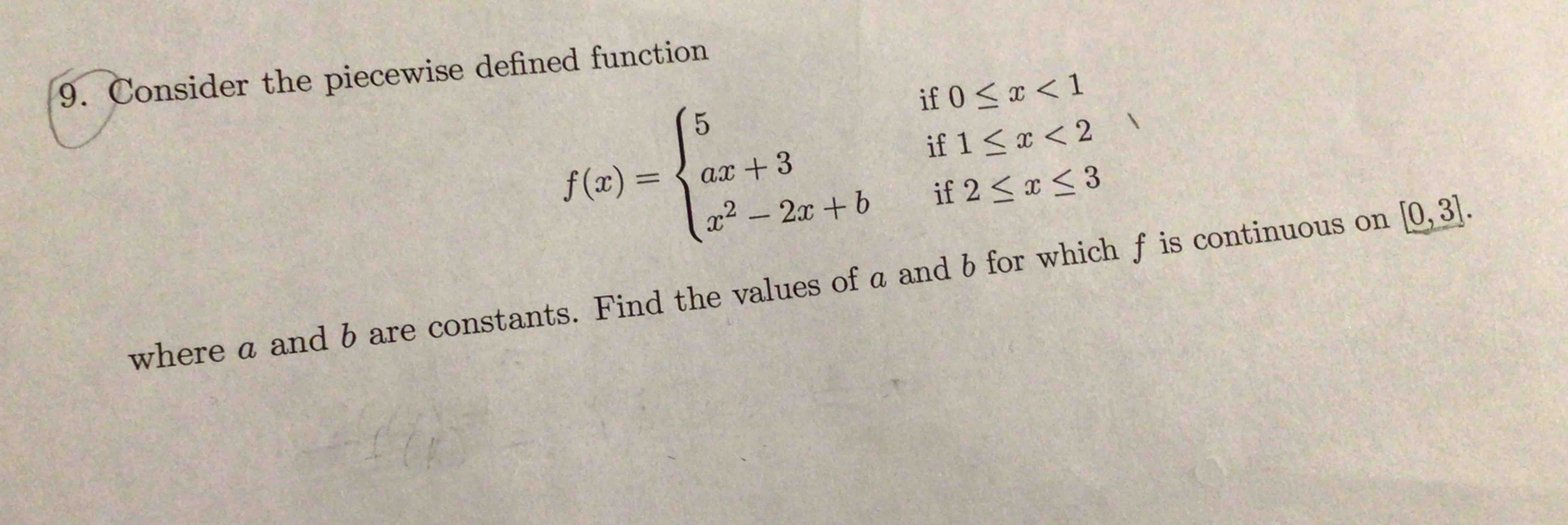 Solved Consider the piecewise defined | Chegg.com