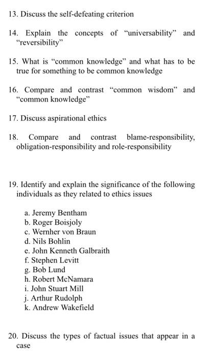 Solved Discuss the self-defeating criterion Explain the | Chegg.com