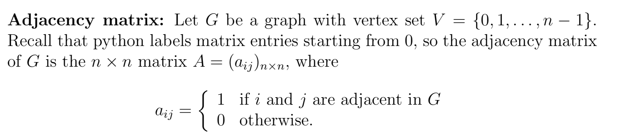 Solved Adjacency matrix: Let G be a graph with vertex set V | Chegg.com
