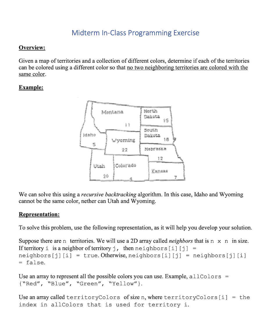 Solved Midterm In-Class Programming Exercise Overview: Given | Chegg.com