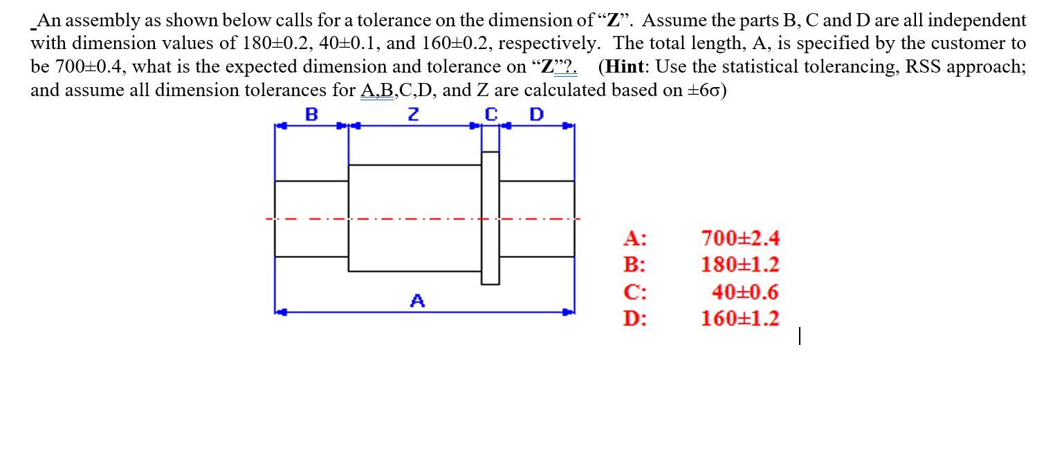 Solved An assembly as shown below calls for a tolerance on | Chegg.com