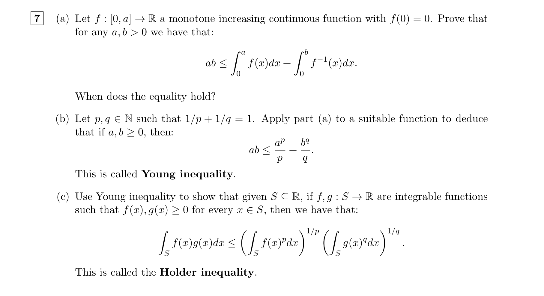 Solved 7 . (a) Let f : [0, a] → R a monotone increasing | Chegg.com