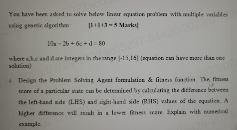 Solved You have been asked to solve below linear equation | Chegg.com