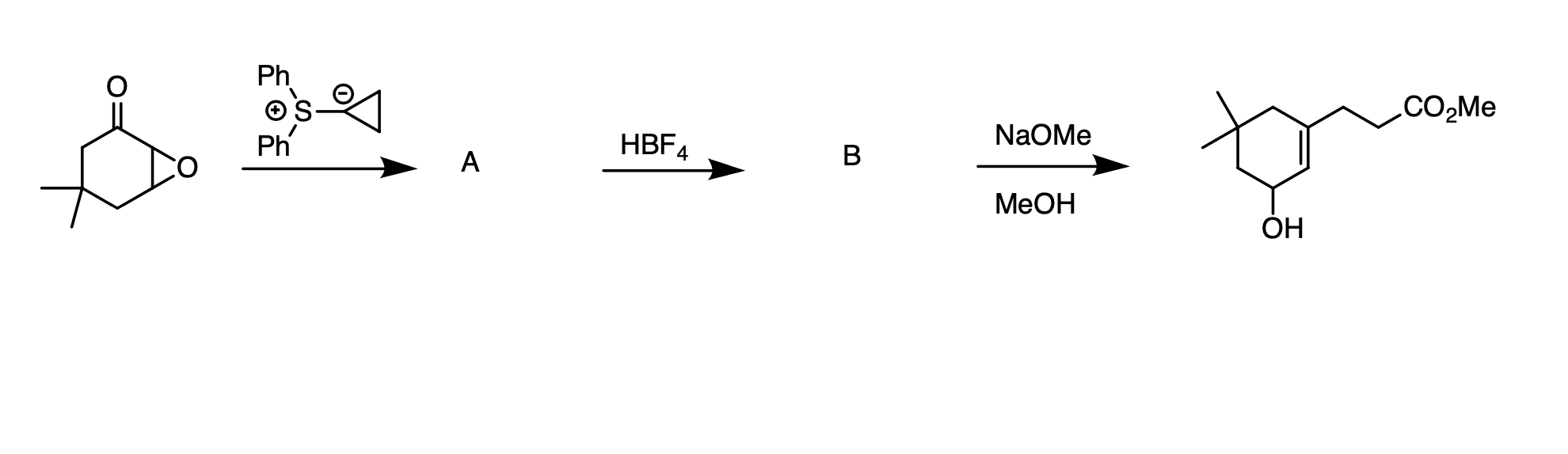 Solved Ph. CO2Me to be m NaoMe Ph n A HBF4 ore than B MeOH | Chegg.com