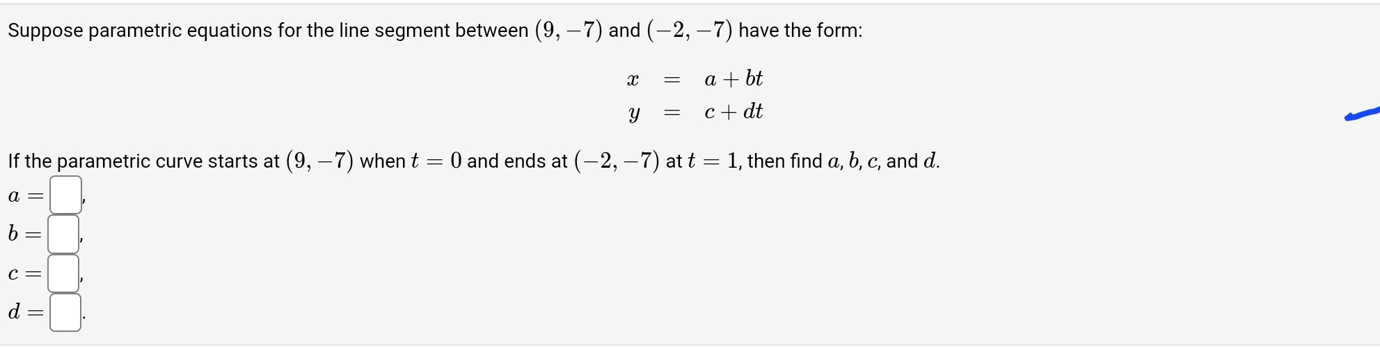 Solved Suppose Parametric Equations For The Line Segment