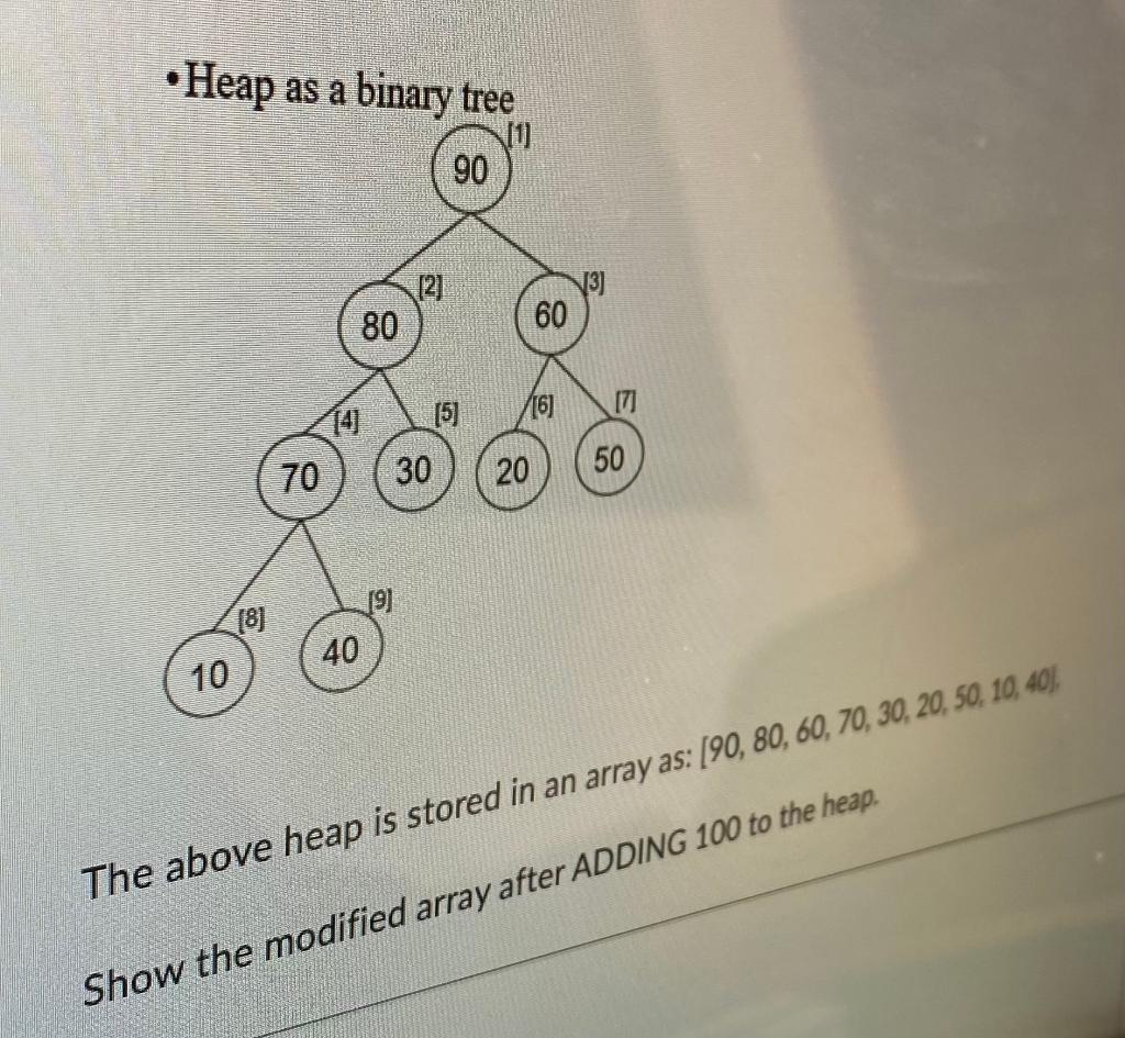 Solved - Hean as a hinarrituon The above heap is stored in | Chegg.com