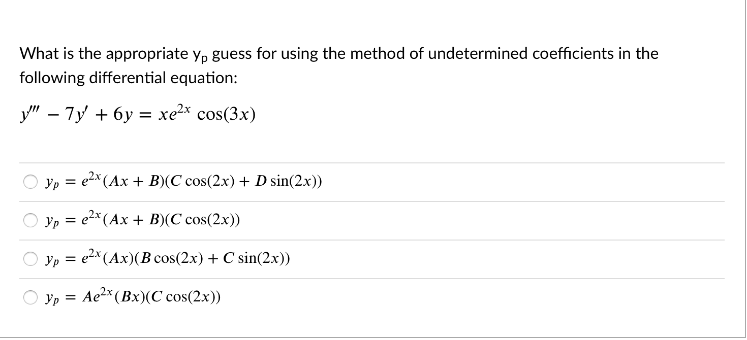 What is the appropriate Yp guess for using the method | Chegg.com