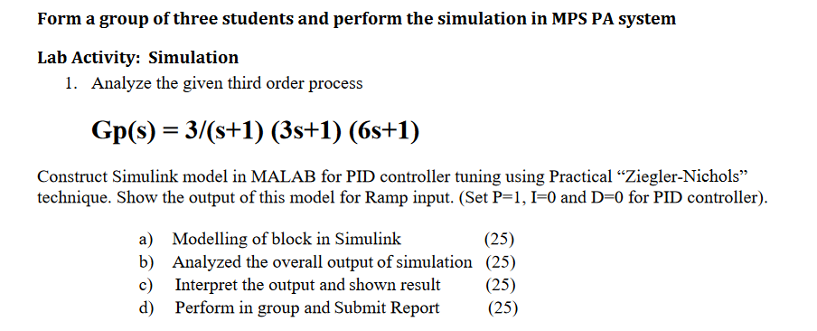 Solved Form a group of three students and perform the | Chegg.com
