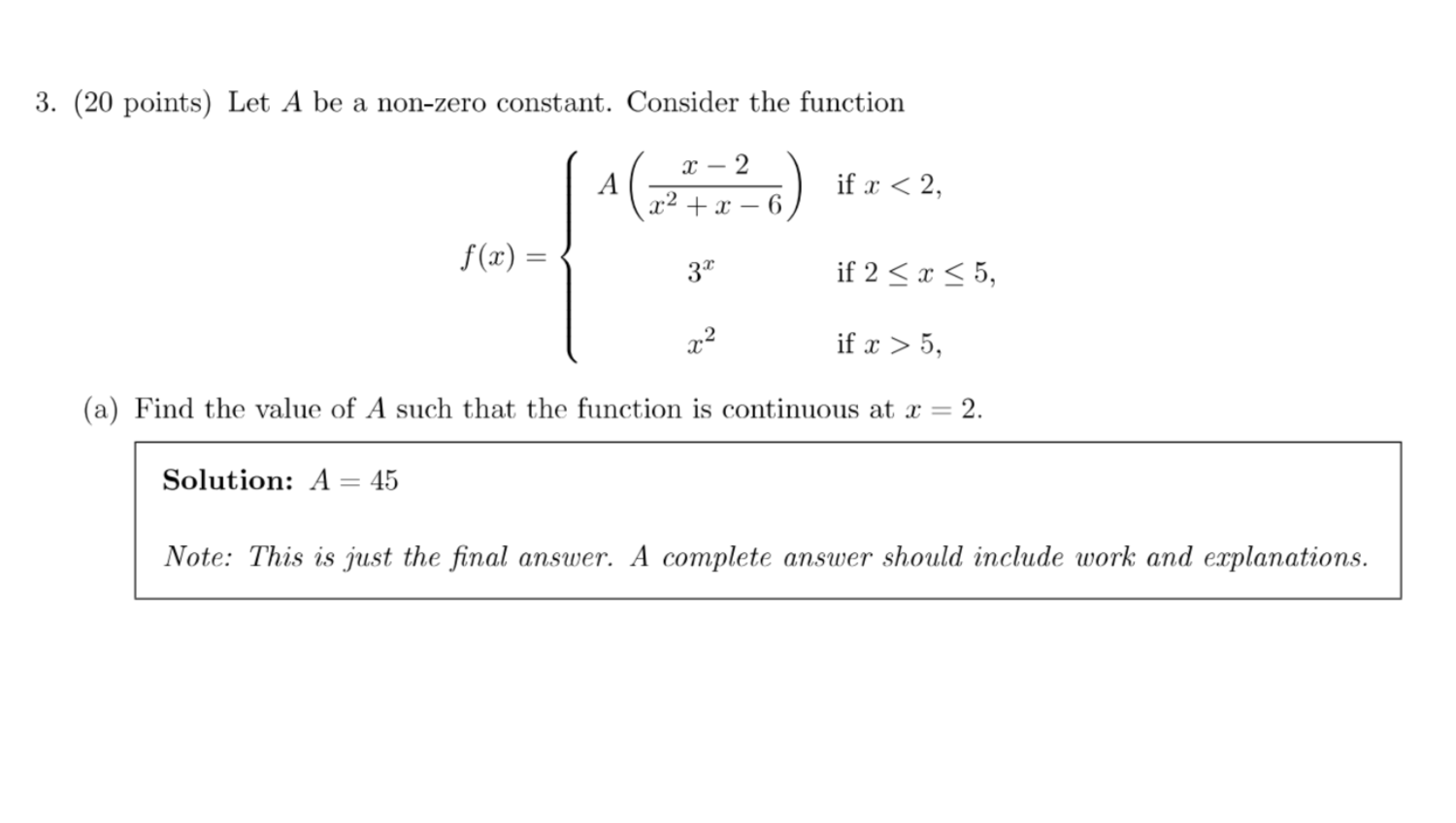 Solved 3. (20 points) Let A be a non-zero constant. Consider | Chegg.com
