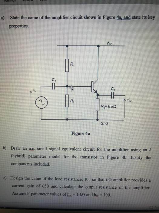 Solved A common source amplifier circuit based on a single | Chegg.com