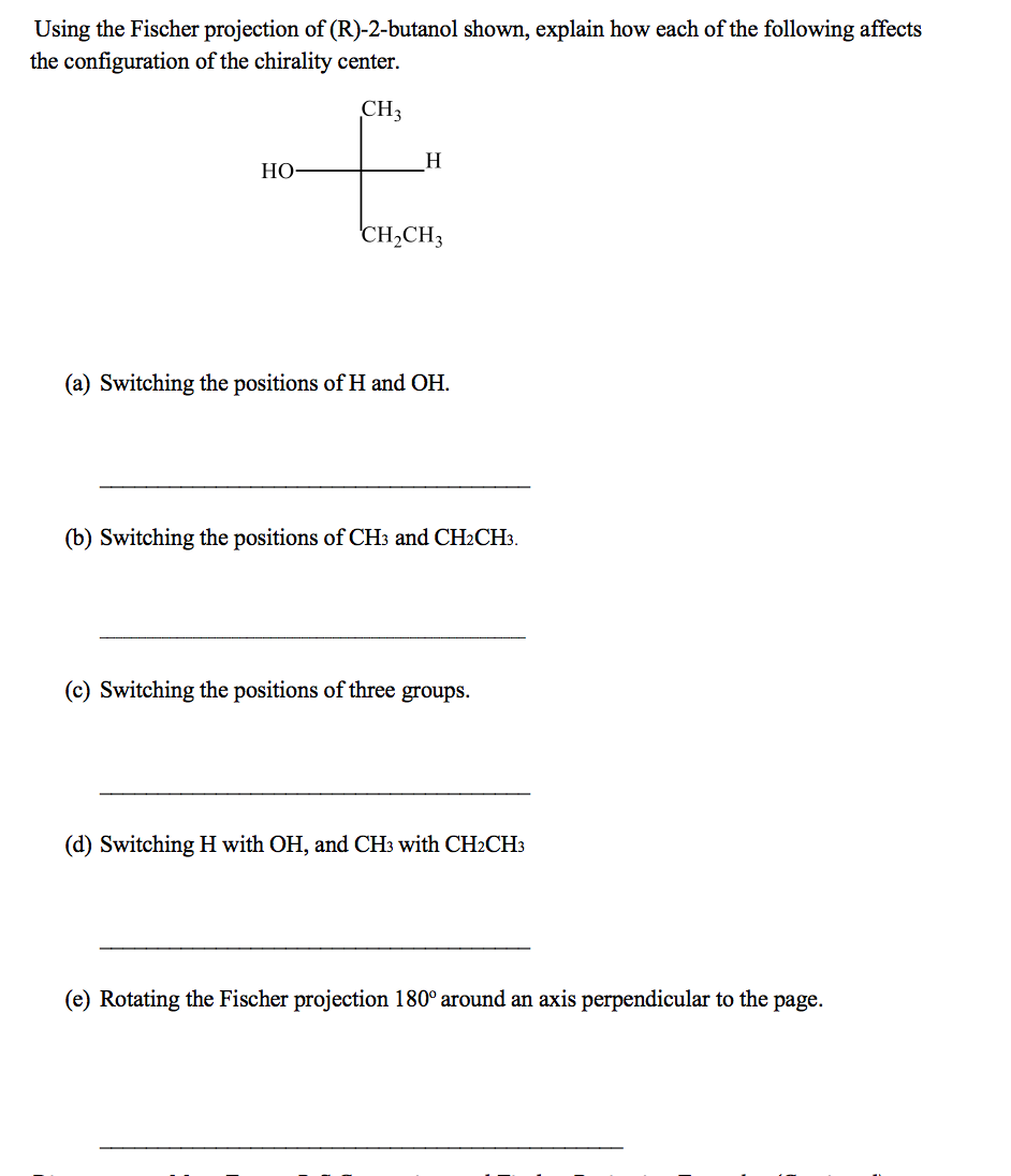 Solved Using the Fischer projection of (R)-2-butanol shown, | Chegg.com