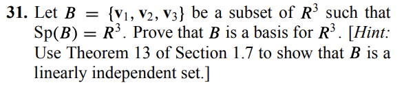 Solved 31. Let B={v1,v2,v3} be a subset of R3 such that | Chegg.com
