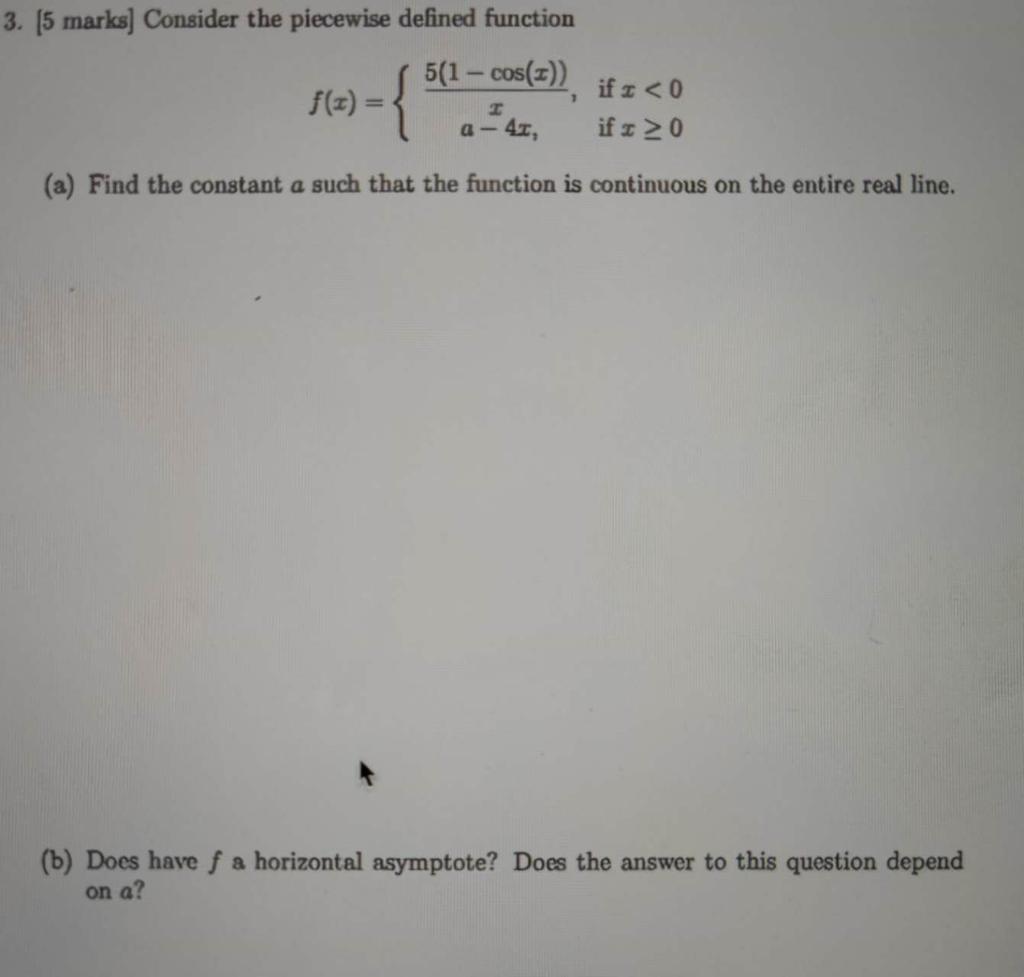 Solved 3. [5 marks] Consider the piecewise defined function | Chegg.com