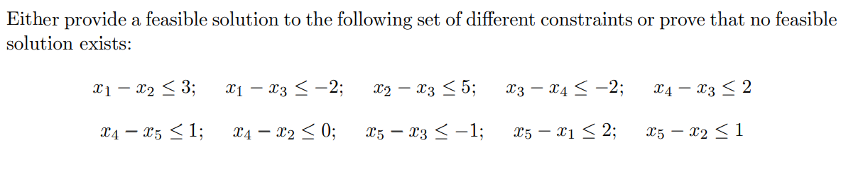 Solved Either provide a feasible solution to the following | Chegg.com