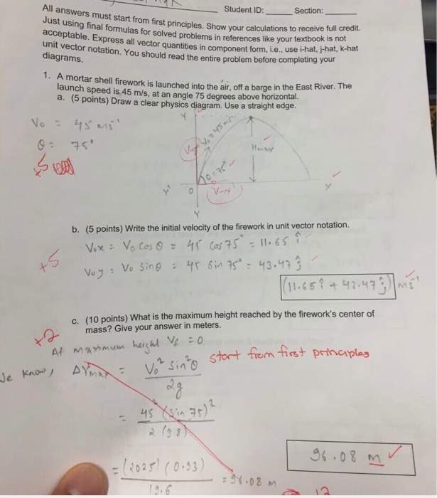 Solved Student ID: -Section: All answers must start from | Chegg.com