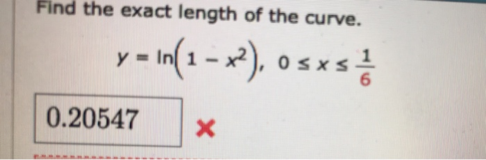 Solved Find the exact length of the curve. y=4x2-2. In(x), | Chegg.com