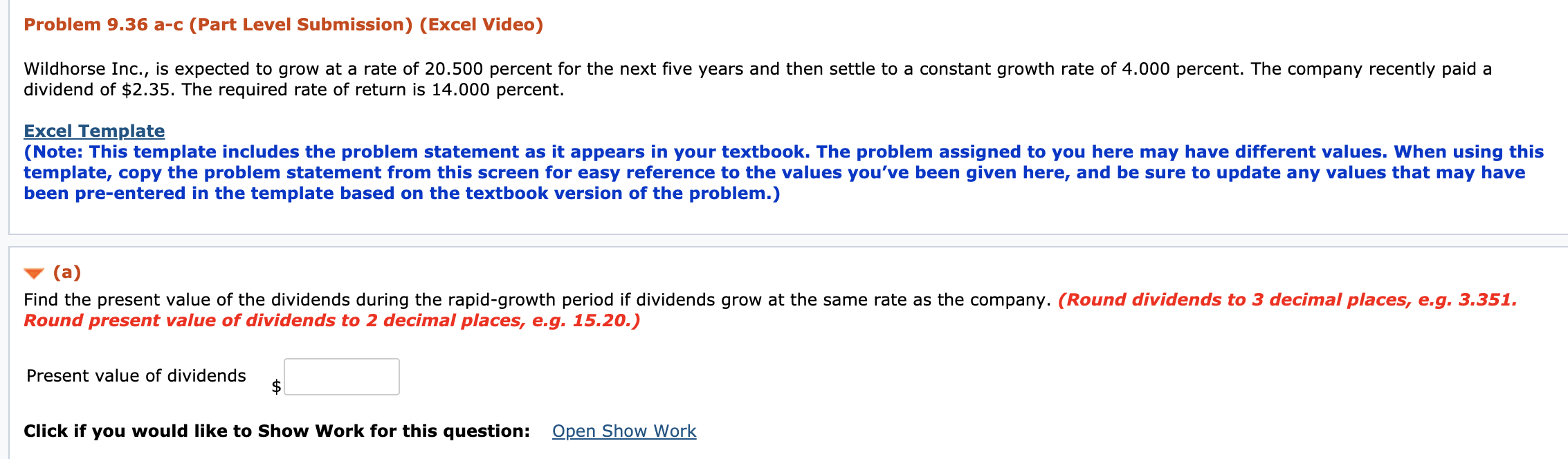 Solved Problem 9.36 a-c (Part Level Submission) (Excel | Chegg.com