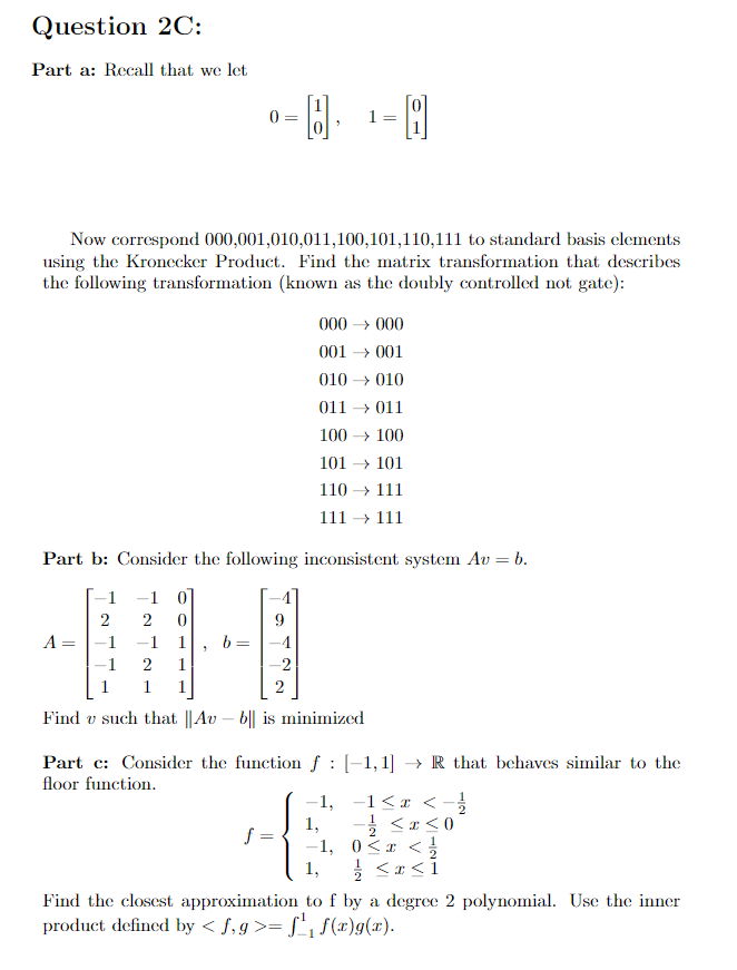 Solved Question 2C: Part a: Recall that we let .-. -- [0 Now | Chegg.com