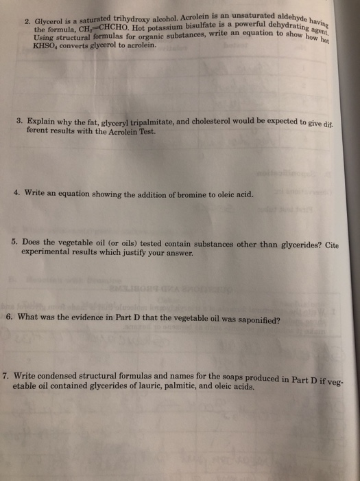 Solved 2. Glycerol is a saturated trihydroxy alcohol. | Chegg.com