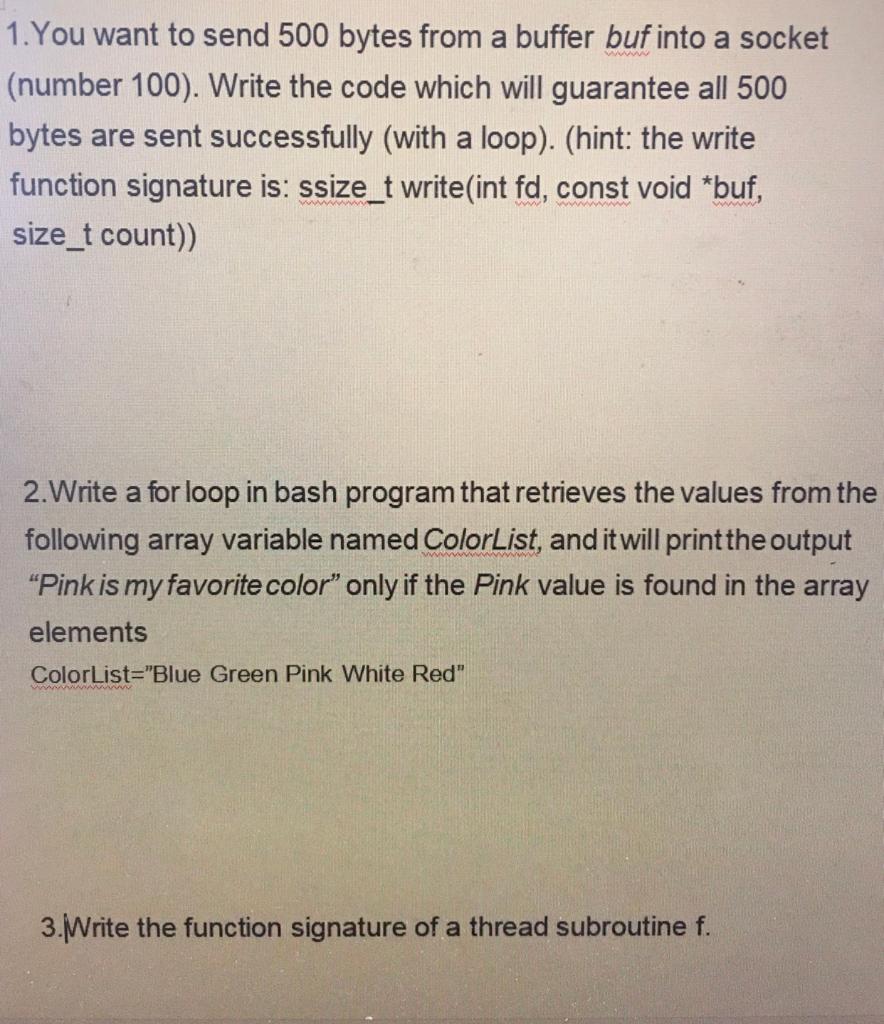 Solved 1. You want to send 500 bytes from a buffer buf into | Chegg.com
