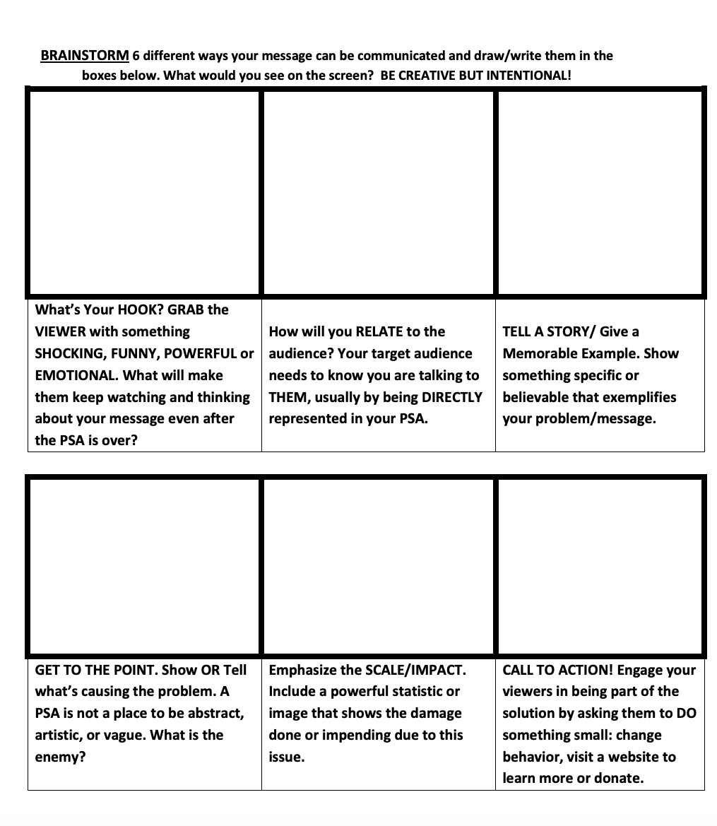 Create a Public Service Announcement (PSA) targeting | Chegg.com