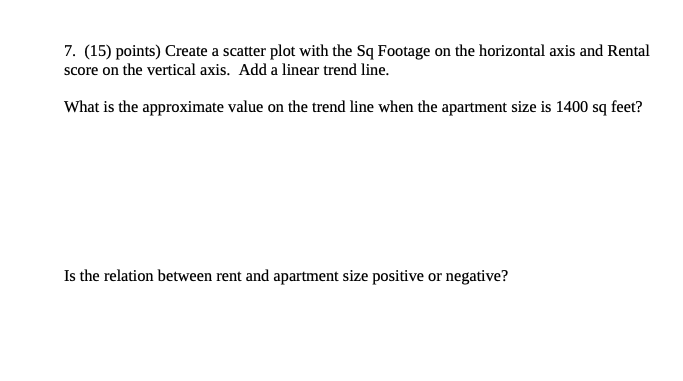 7. (15) points) Create a scatter plot with the Sq | Chegg.com