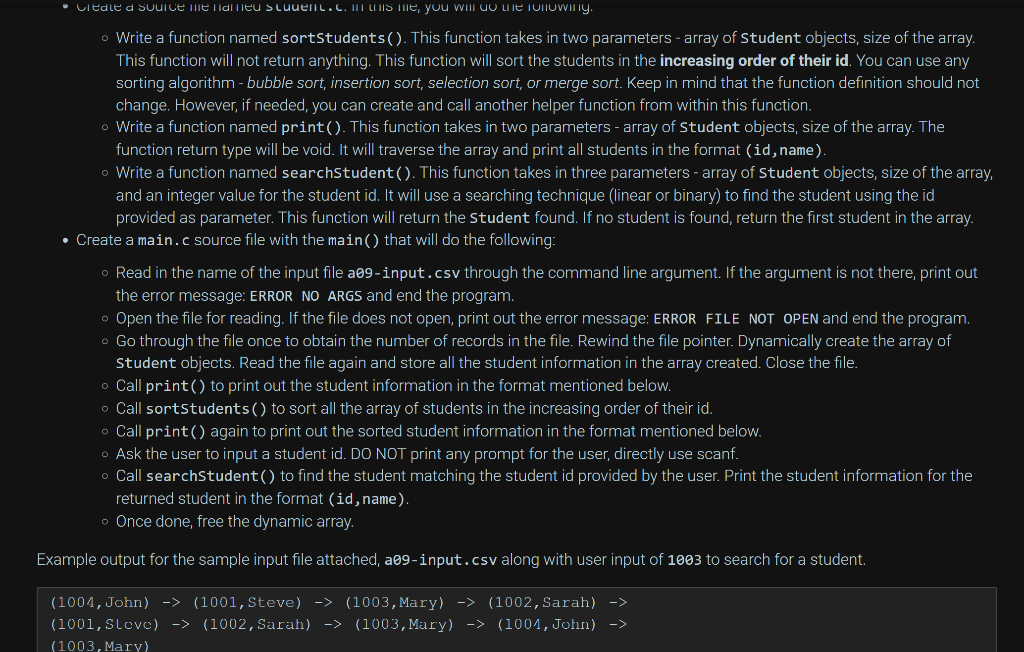 Solved question for code in C I have gotten my code for the | Chegg.com