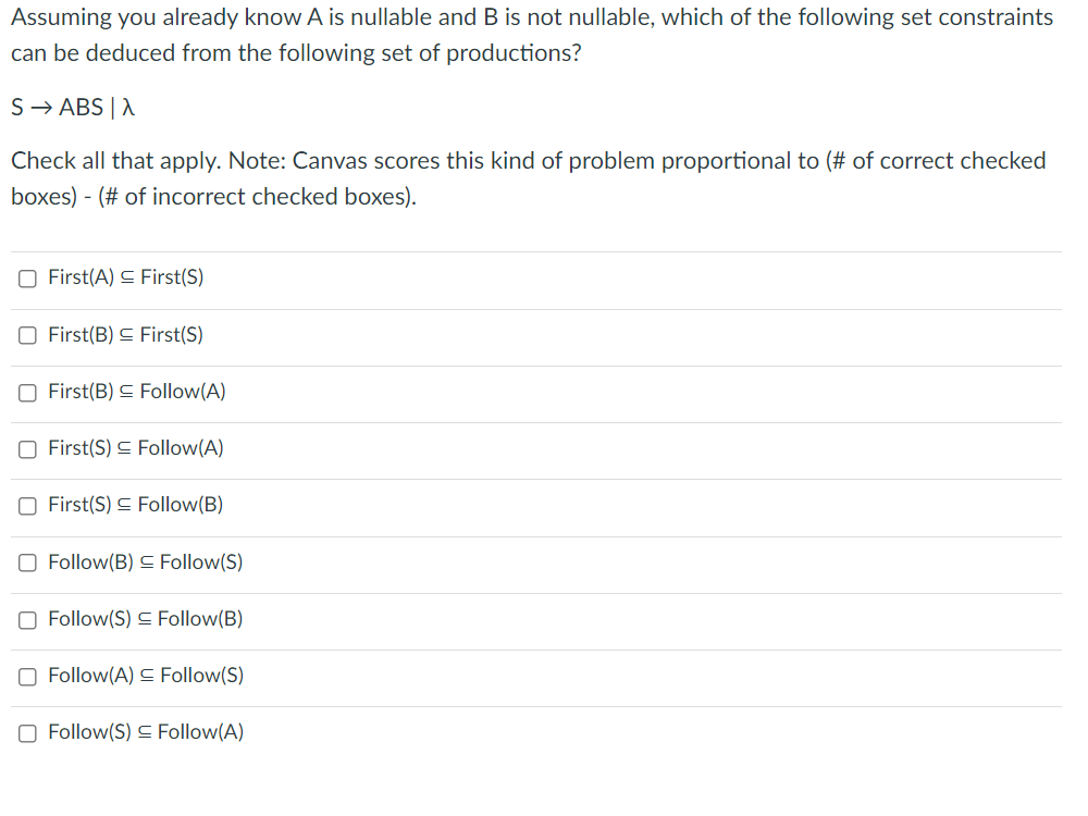Solved Assuming you already know A is nullable and B is not | Chegg.com