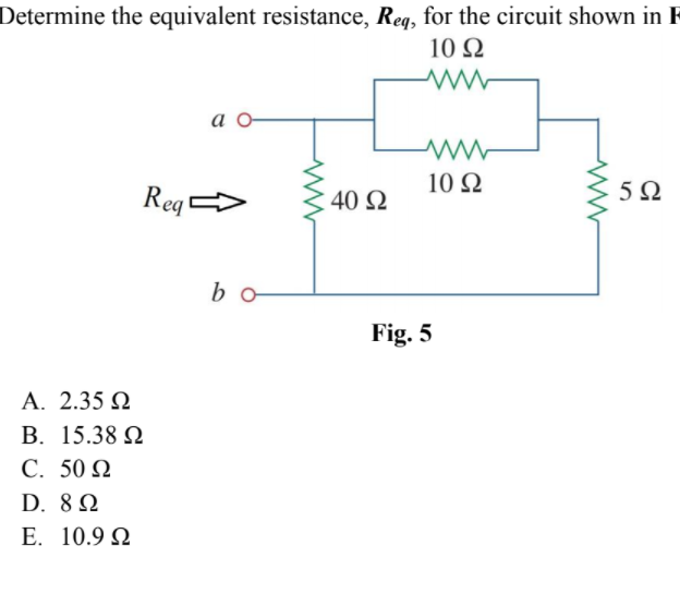 Solved Determine the equivalent resistance, Req, for the | Chegg.com
