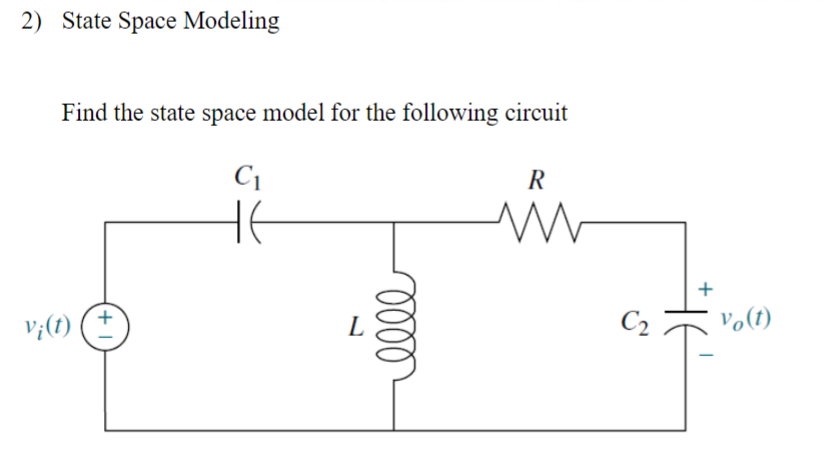 Solved 2) State Space Modeling Find the state space model | Chegg.com