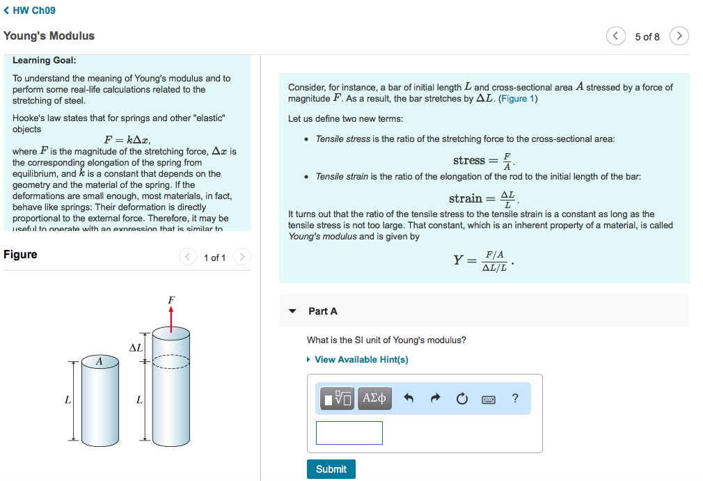 Solved KHW Ch09 Young's Modulus 5 of 8 Learning Goal To | Chegg.com