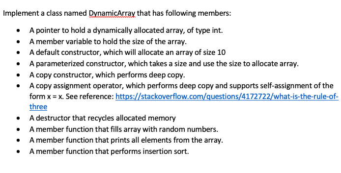 Solved Implement a class named DynamicArray that has | Chegg.com