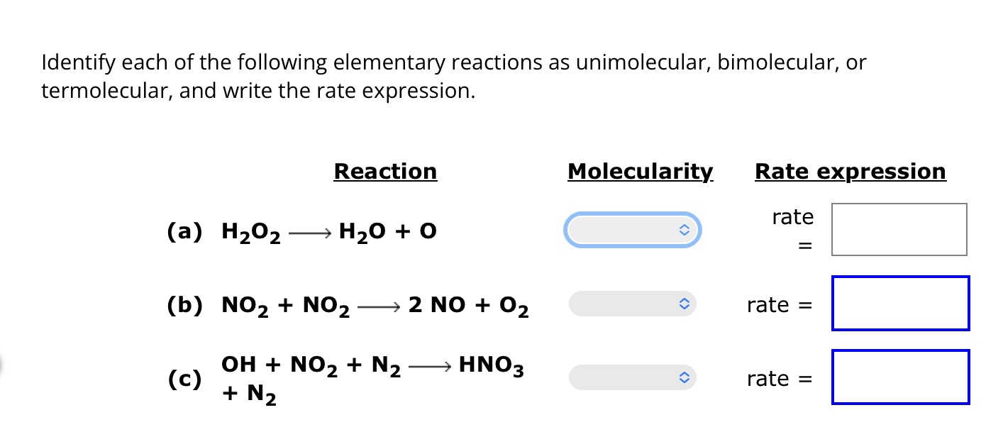 Solved Identify each of the following elementary reactions | Chegg.com