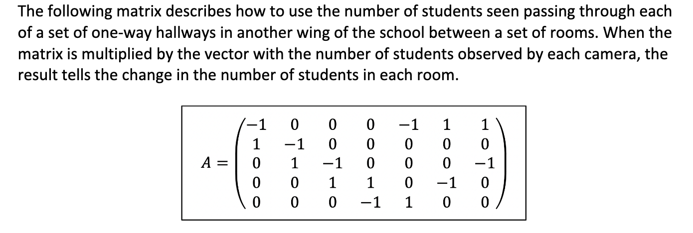 The following matrix describes how to use the number | Chegg.com