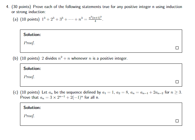 Solved (30 points) Prove each of the following statements | Chegg.com