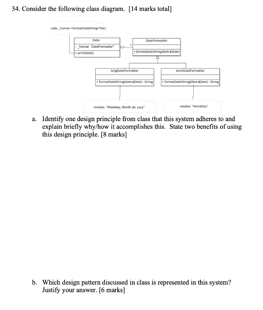 Solved 34. Consider the following class diagram. [14 marks | Chegg.com