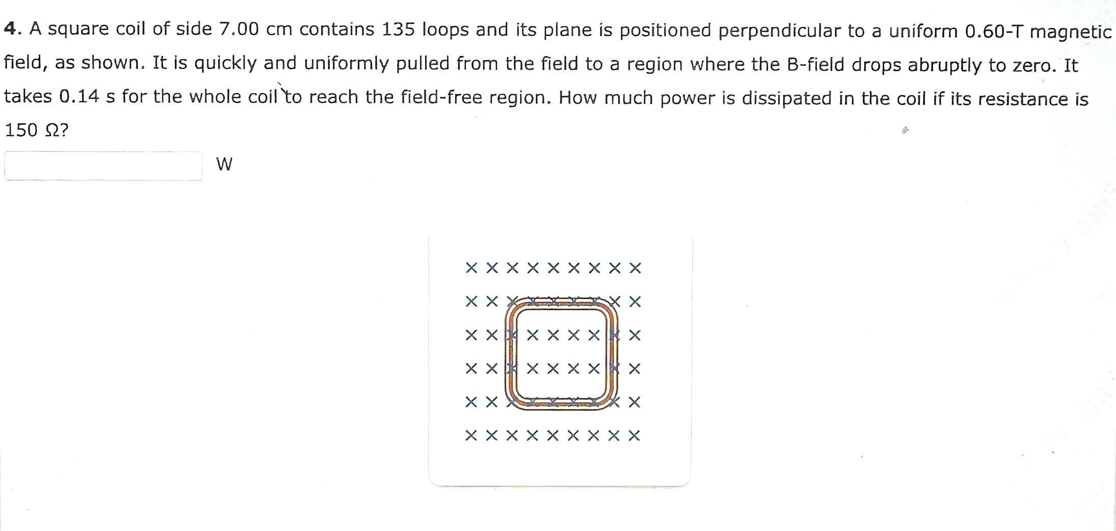 Solved 4. A square coil of side 7.00 cm contains 135 loops | Chegg.com