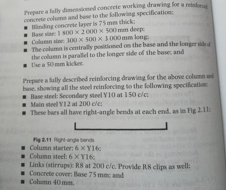 Solved Prepare a fully dimensioned concrete working drawing | Chegg.com