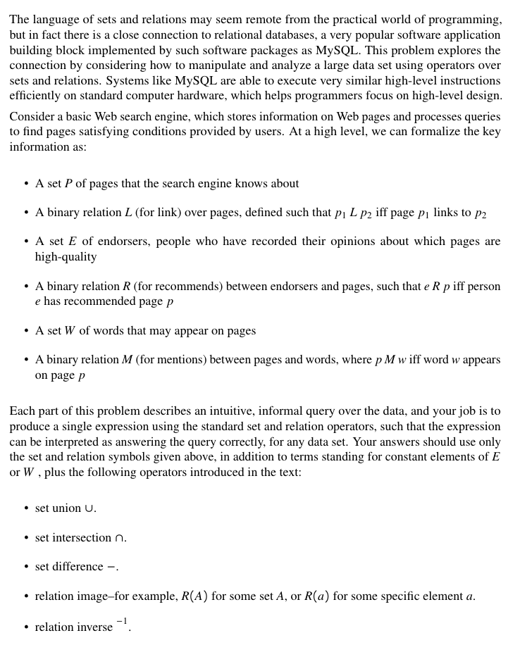 Solved The language of sets and relations may seem remote | Chegg.com