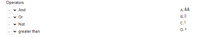 Solved Operators And Or Not greater than | Chegg.com